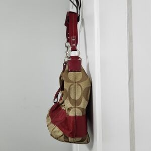 Coach | Bags | Coach Red Canvas Monogram Shoulder Bag | Poshmark